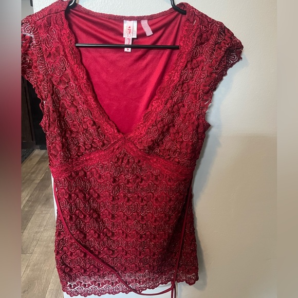Heart Soul | Tops | Y2k Red Lace Heart Soul Top | Poshmark